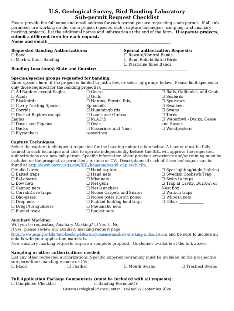 Sub-permit Request Checklist Doc Template | pdfFiller