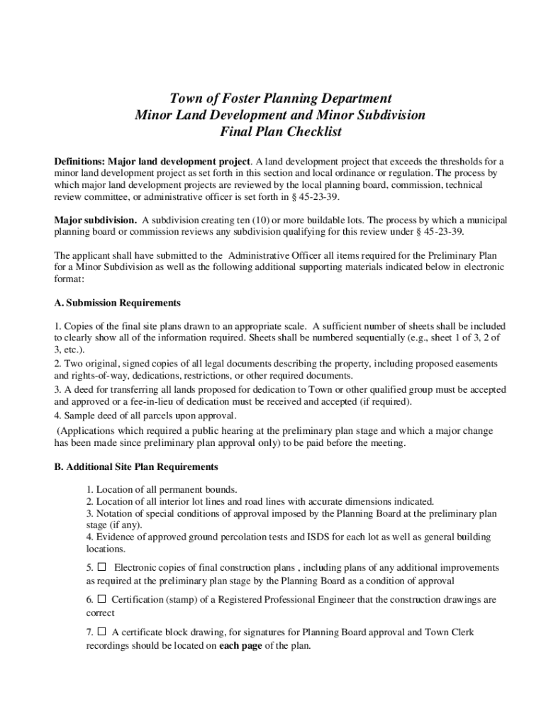 Fillable Online Minor Land Development and Minor Subdivision Fax Email Print - pdfFiller