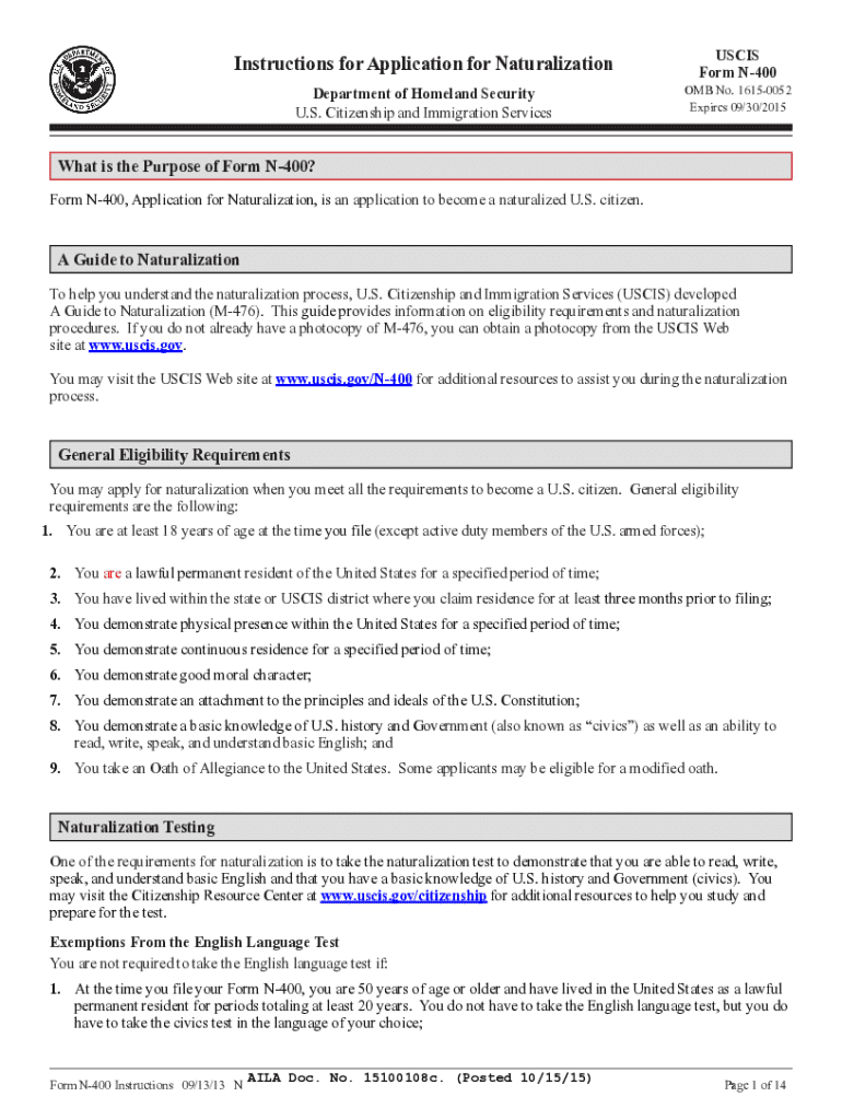 Fillable Online Instructions for Application for Naturalization Fax ...