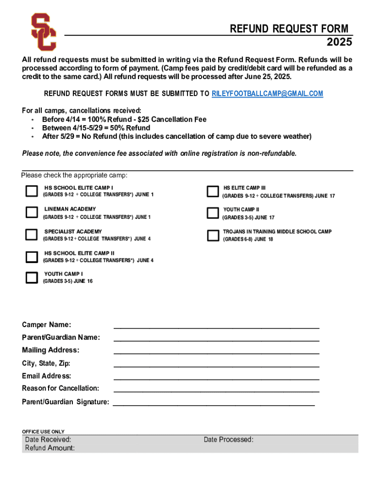 Fillable Online Refund Request Form Fax Email Print - pdfFiller