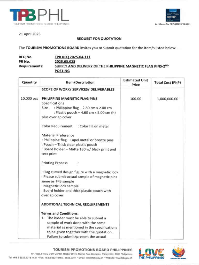 Fillable Online Request for Quotation Fax Email Print - pdfFiller