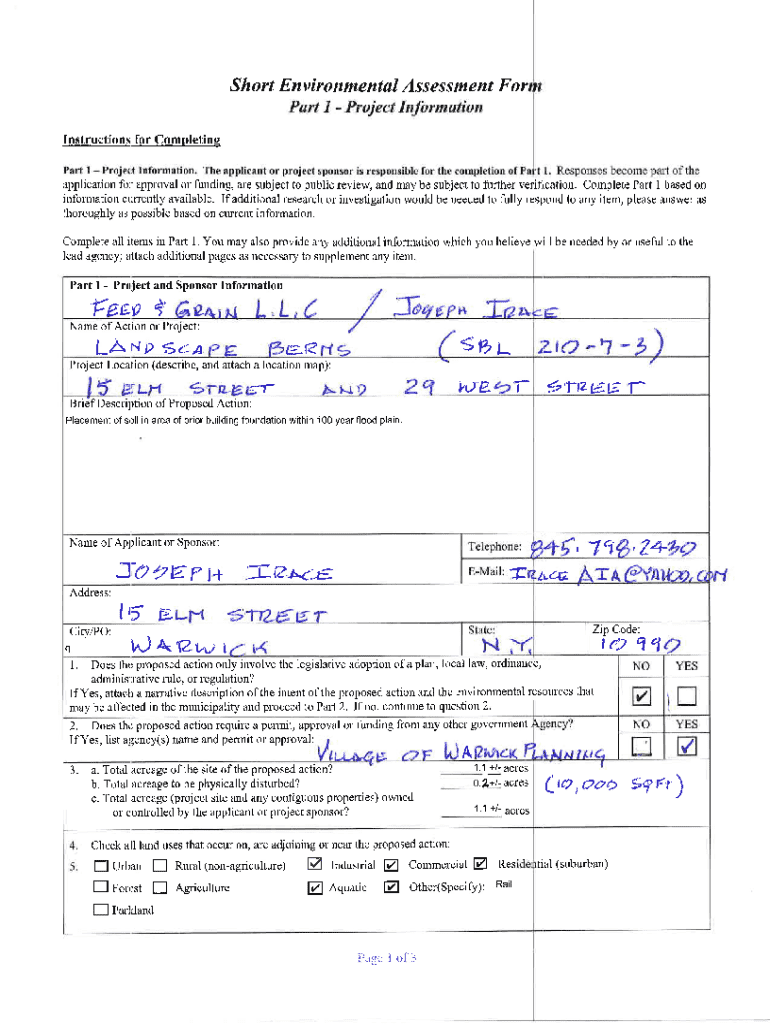 Fillable Online Short Environmental Assessment Form Fax Email Print ...