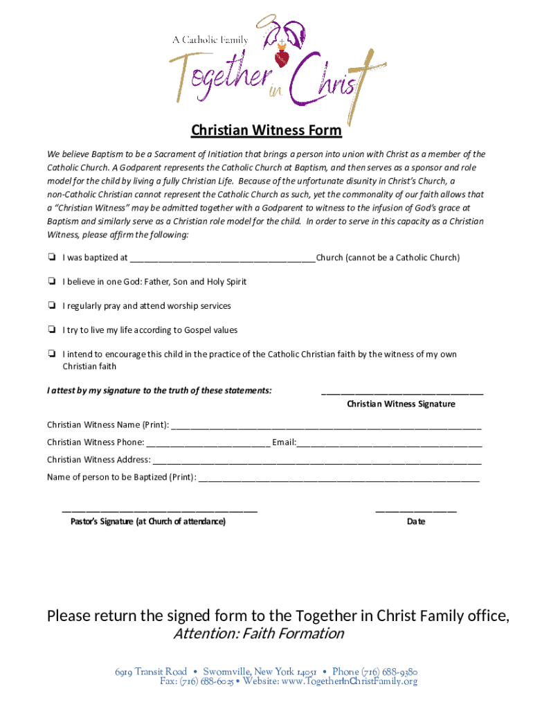 Fillable Online Christian Witness Form Fax Email Print - pdfFiller
