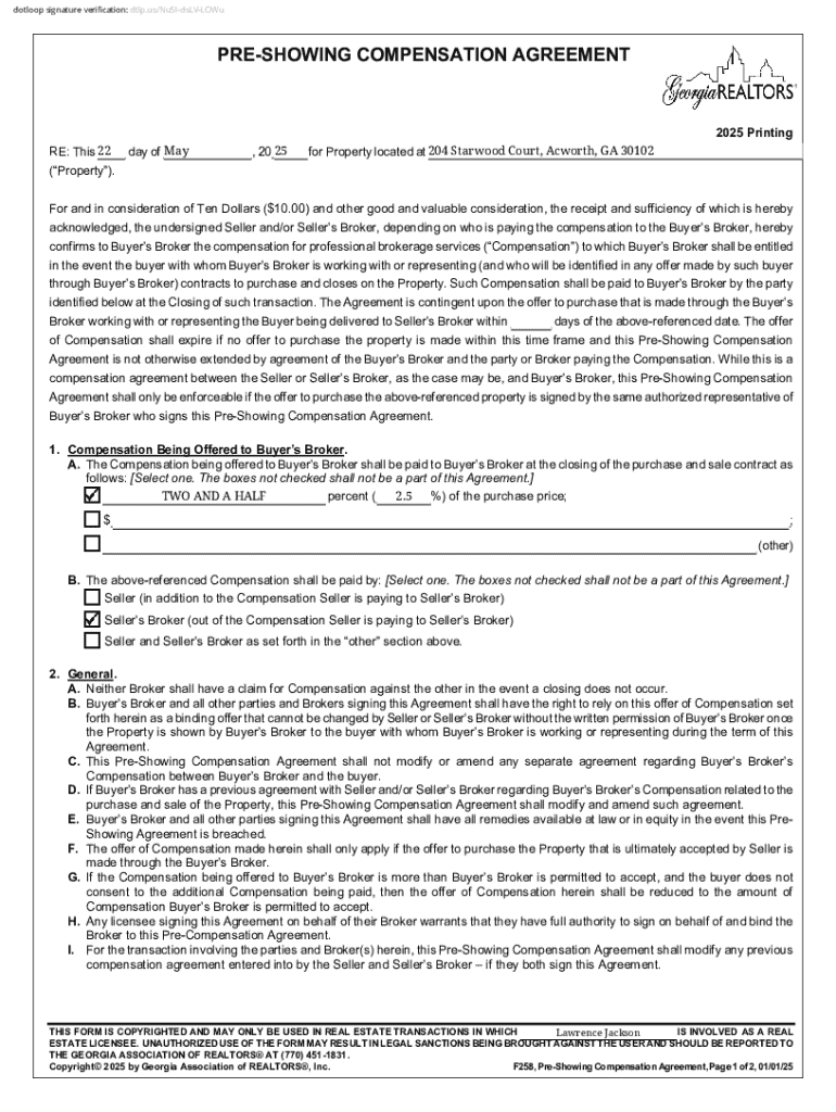Fillable Online Pre-showing Compensation Agreement Fax Email Print ...