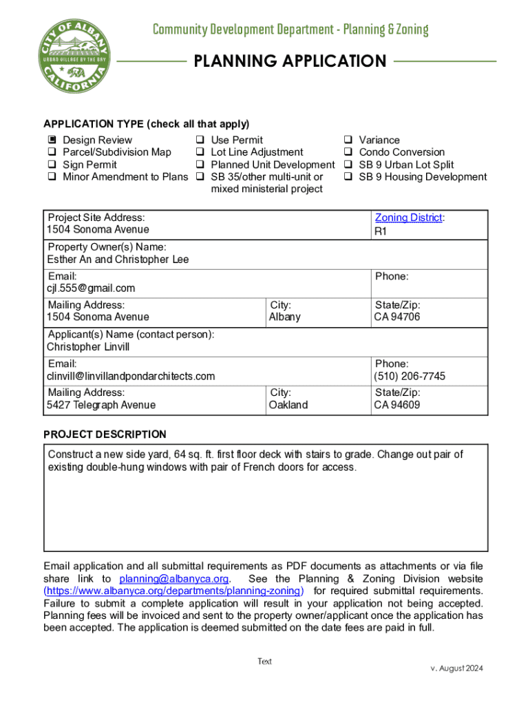 Fillable Online Community Development Department - Planning & Zoning Application Fax Email Print ...