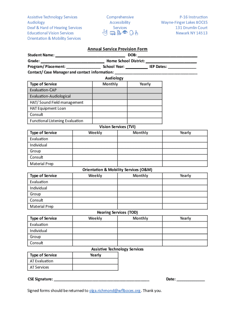 Fillable Online Annual Service Provision Form Fax Email Print - pdfFiller