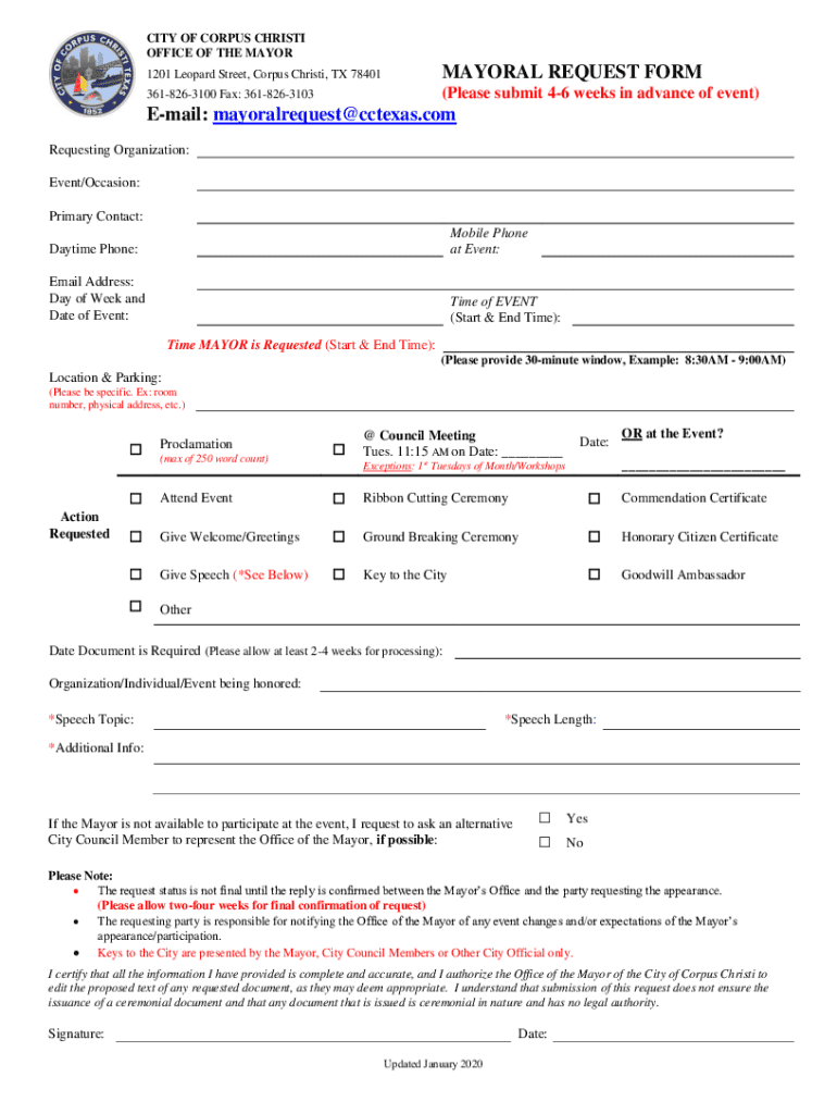 Fillable Online Mayoral Request Form Fax Email Print - pdfFiller