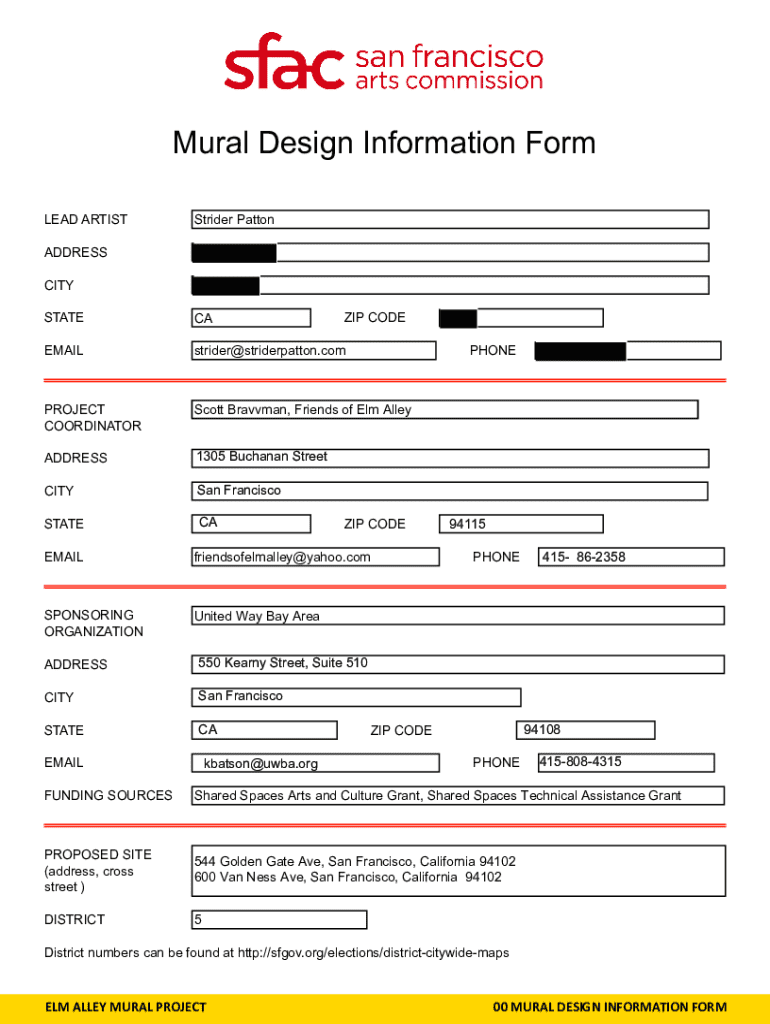 Fillable Online Elm Alley Mural Project Fax Email Print - pdfFiller