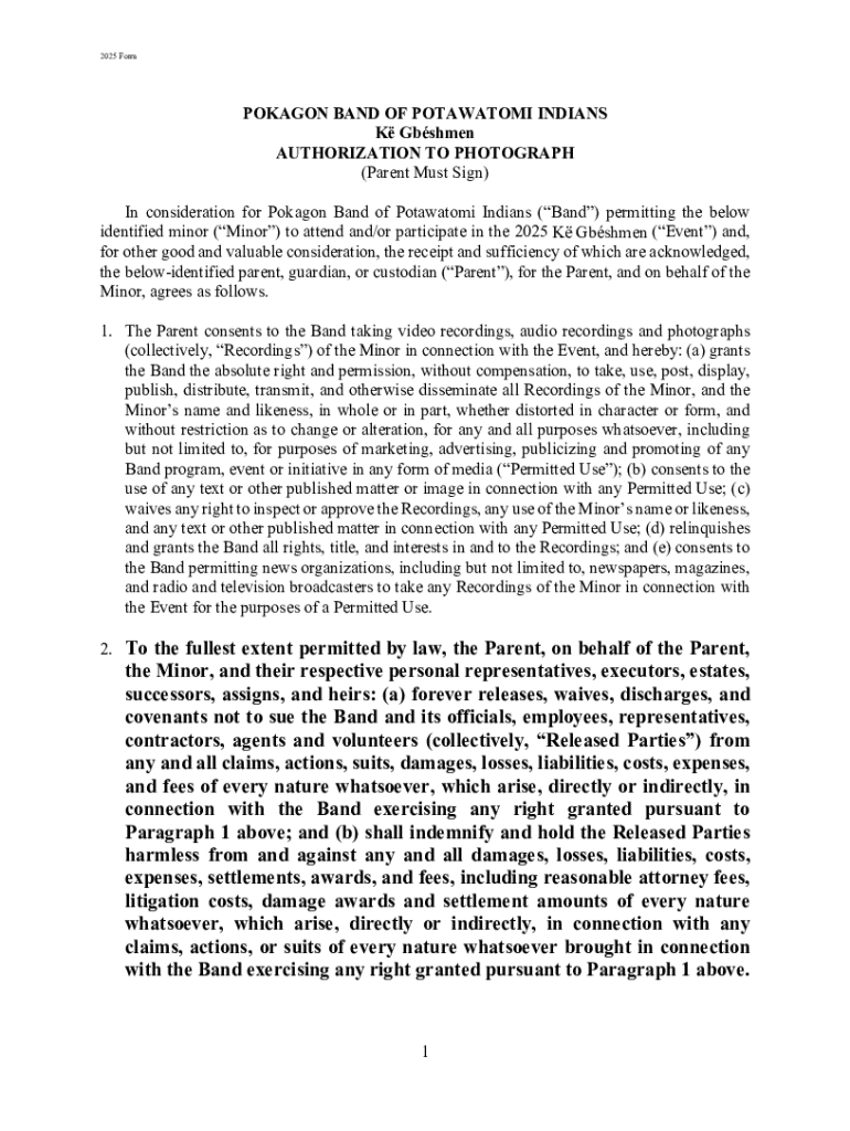 Fillable Online Authorization to Photograph Fax Email Print - pdfFiller