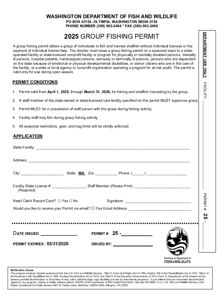 Fillable Online Group Fishing Permit Application Fax Email Print - pdfFiller