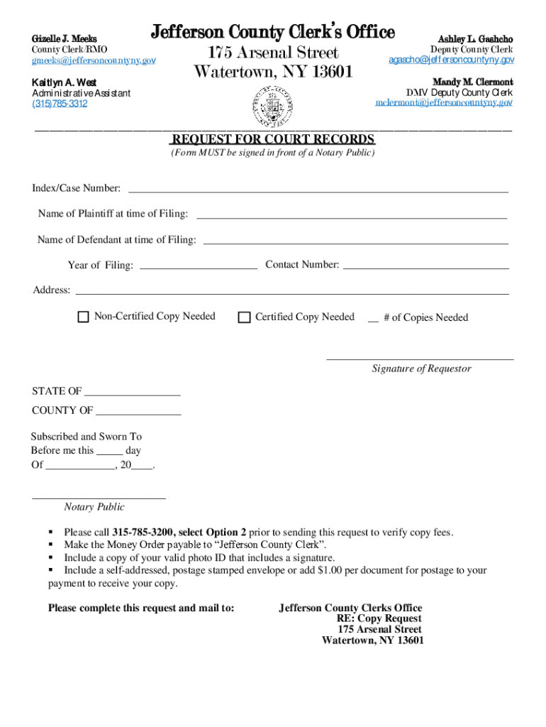 Fillable Online Request for Court Records Fax Email Print - pdfFiller