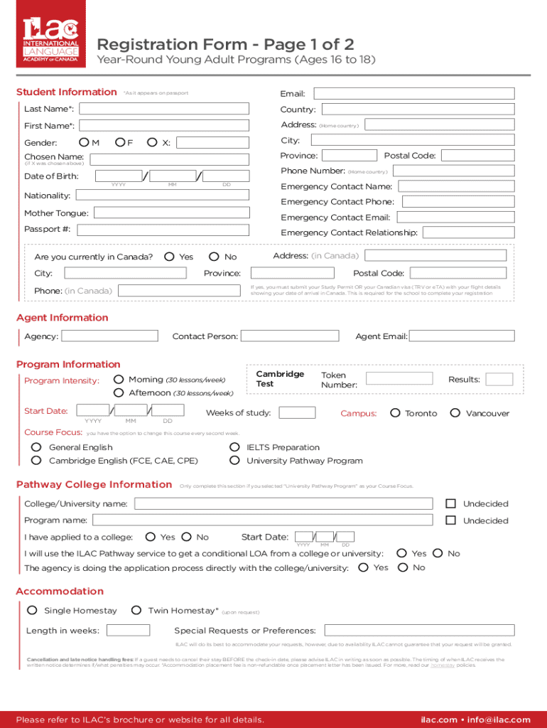 Fillable Online Year-round Young Adult Programs (ages 16 to 18) Fax Email Print - pdfFiller