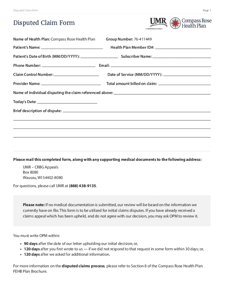 Fillable Online Disputed Claim Form Fax Email Print - pdfFiller