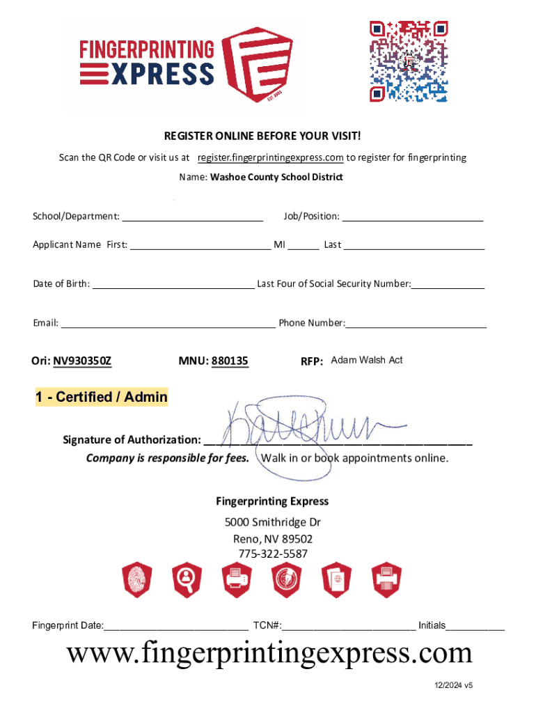 Fillable Online Fingerprinting Registration Form Fax Email Print ...