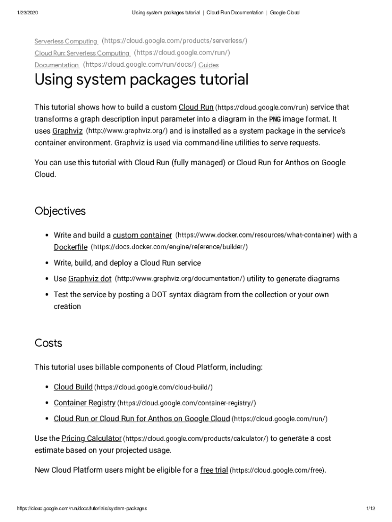 Fillable Online Using System Packages Tutorial | Cloud Run ...