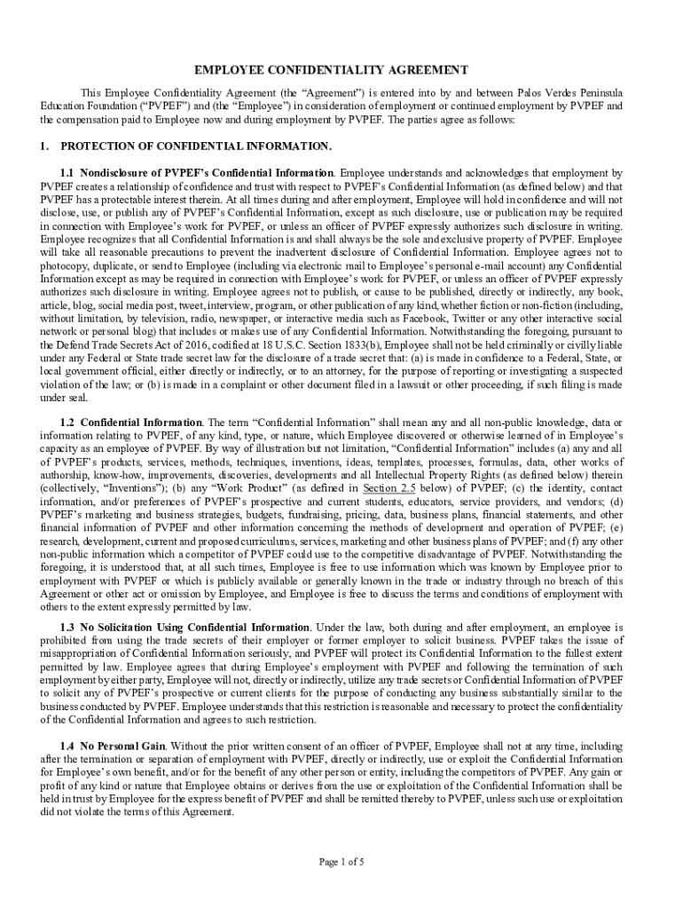 Fillable Online Employee Confidentiality Agreement Fax Email Print ...