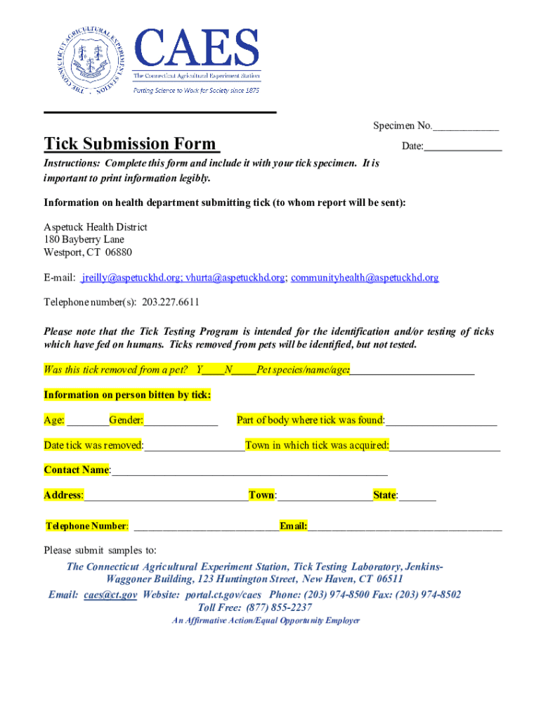 Fillable Online Tick Submission Form Fax Email Print - pdfFiller