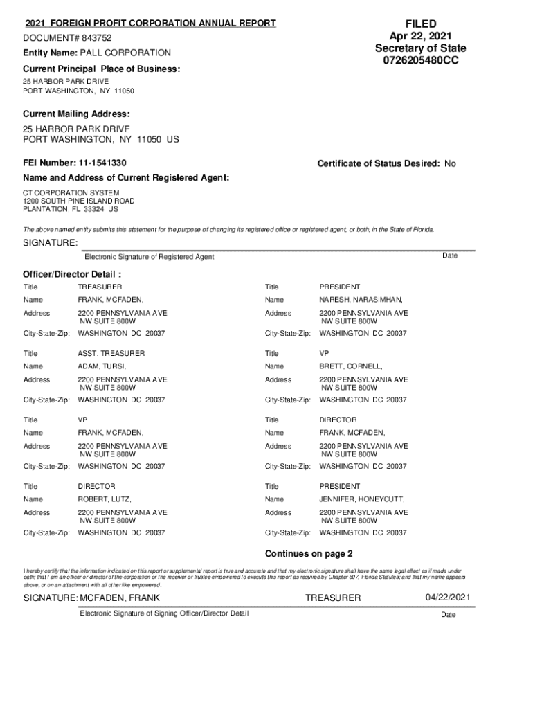 Fillable Online Foreign Profit Corporation Annual Report Fax Email Print - pdfFiller