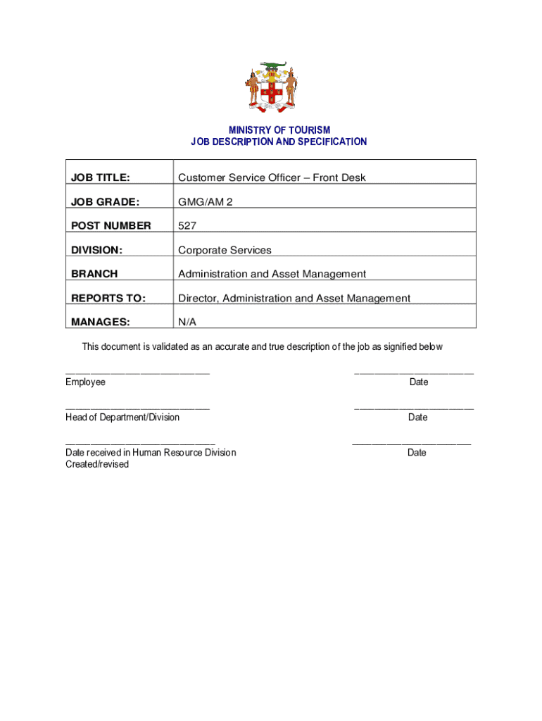 Fillable Online Customer Service Officer – Front Desk Fax Email Print - pdfFiller