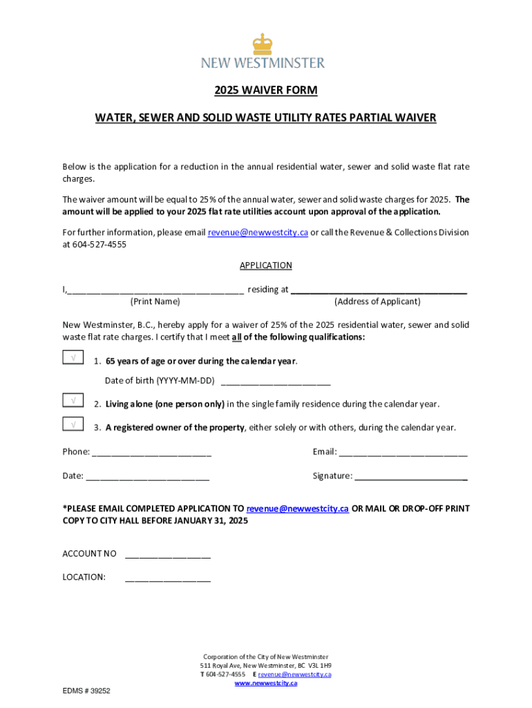 Fillable Online Water, Sewer and Solid Waste Utility Rates Partial ...