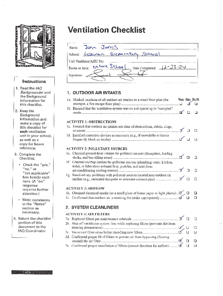 Fillable Online Ventilation Checklist Fax Email Print - pdfFiller
