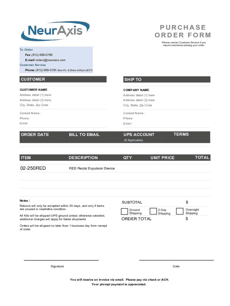 Fillable Online Purchase Order Form Fax Email Print - pdfFiller
