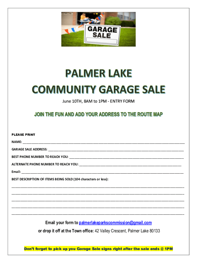 Fillable Online Garage Sale Entry Form Fax Email Print - pdfFiller