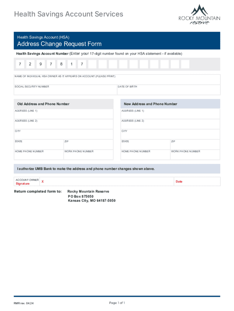Fillable Online Health Savings Account Address Change Request Fax Email Print - pdfFiller