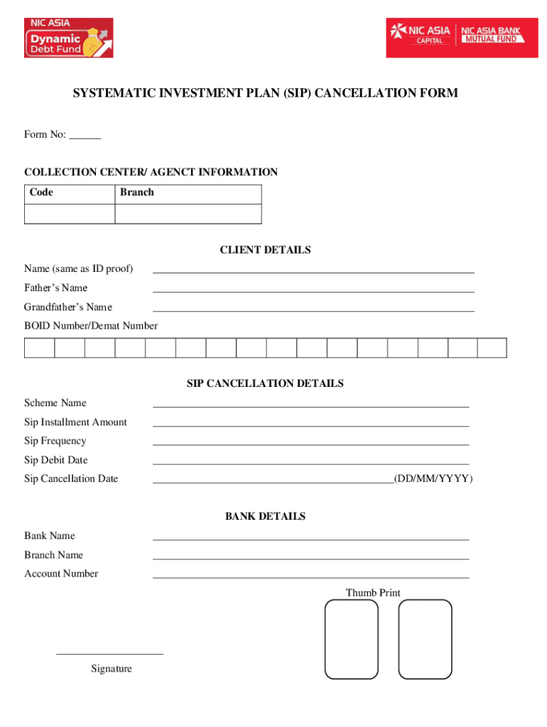 Fillable Online Sip Cancellation Form Fax Email Print - pdfFiller