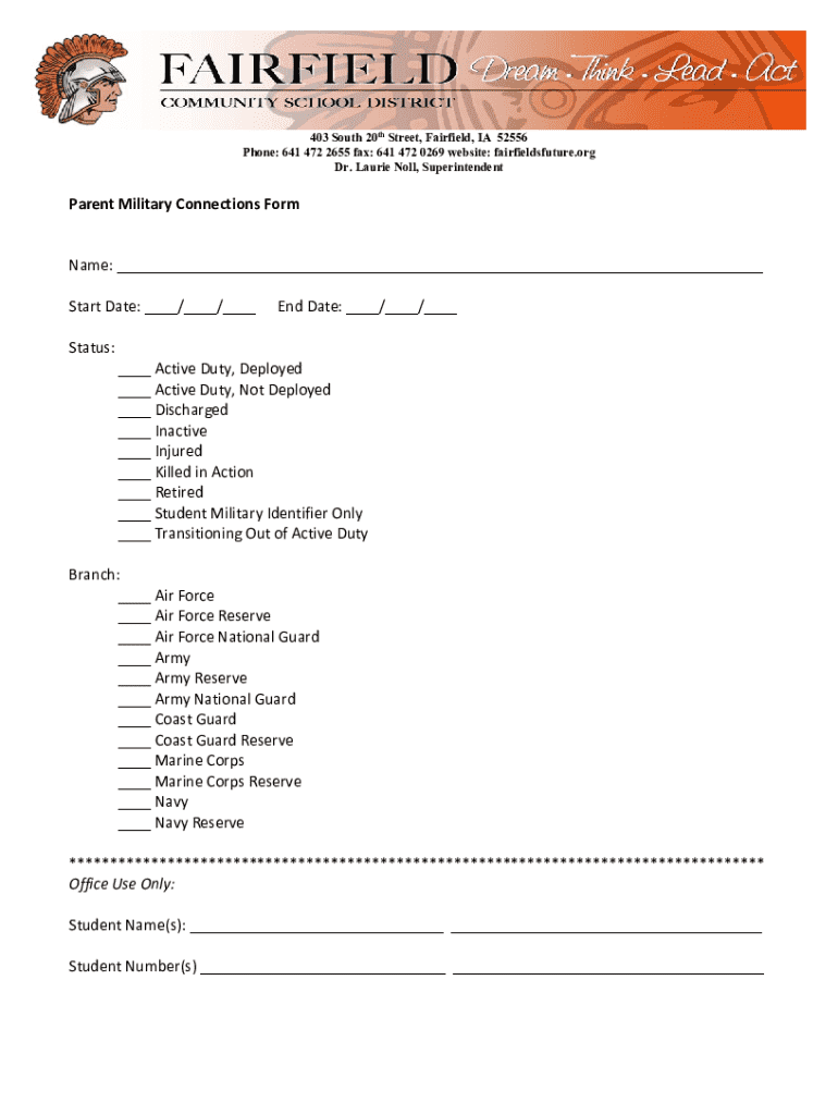 Fillable Online Parent Military Connections Form Fax Email Print - pdfFiller