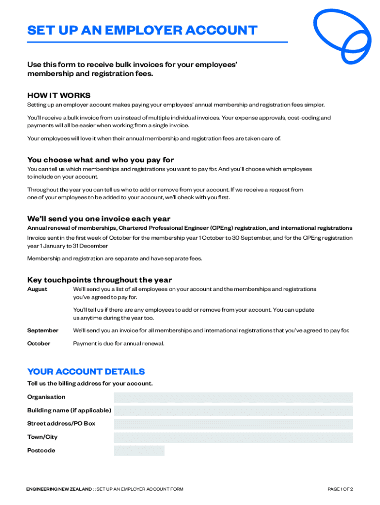 Fillable Online Set up an Employer Account Form Fax Email Print - pdfFiller