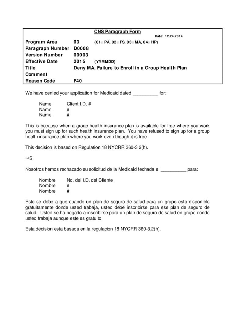 Fillable Online Cns Paragraph Form Fax Email Print - pdfFiller