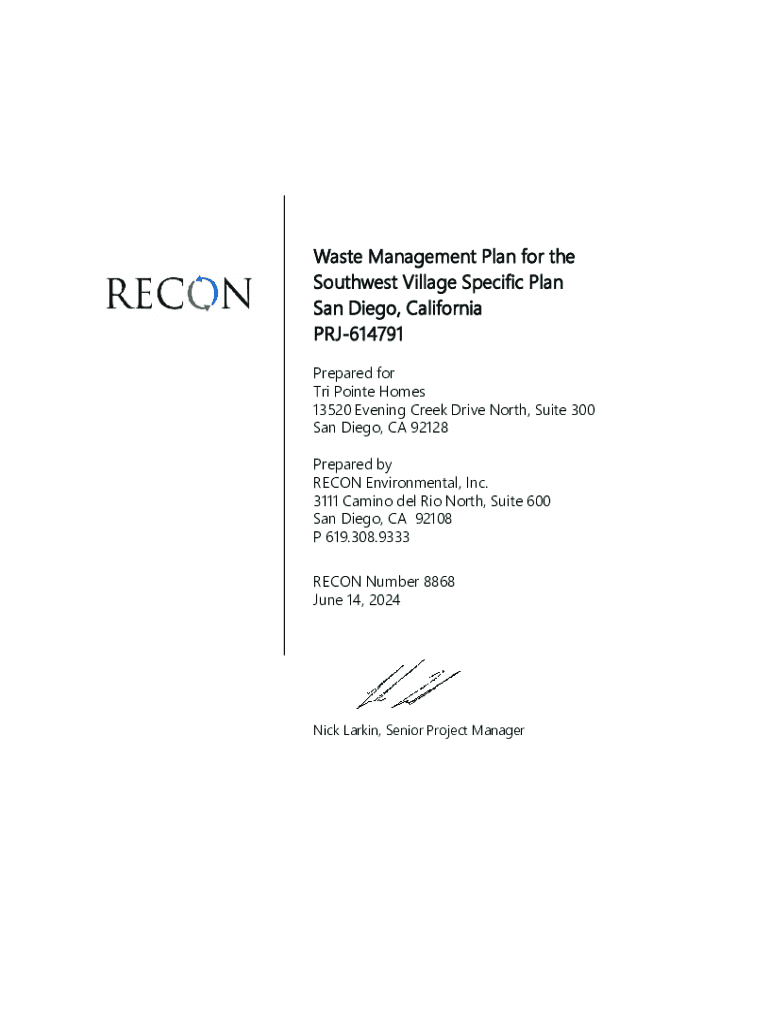 Fillable Online Waste Management Plan Fax Email Print - pdfFiller