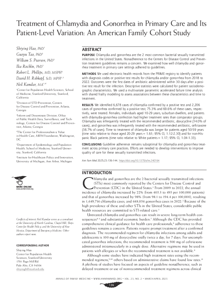 Fillable Online Treatment of Chlamydia and Gonorrhea in Primary Care ...