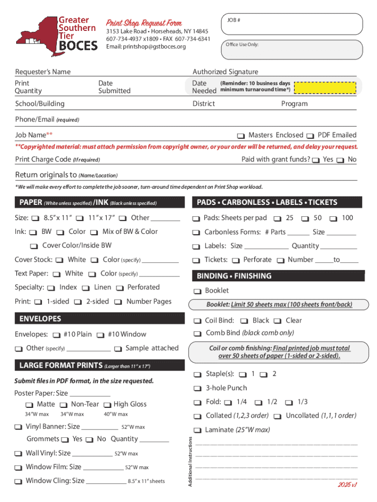 Fillable Online Print Shop Request Form Fax Email Print - pdfFiller