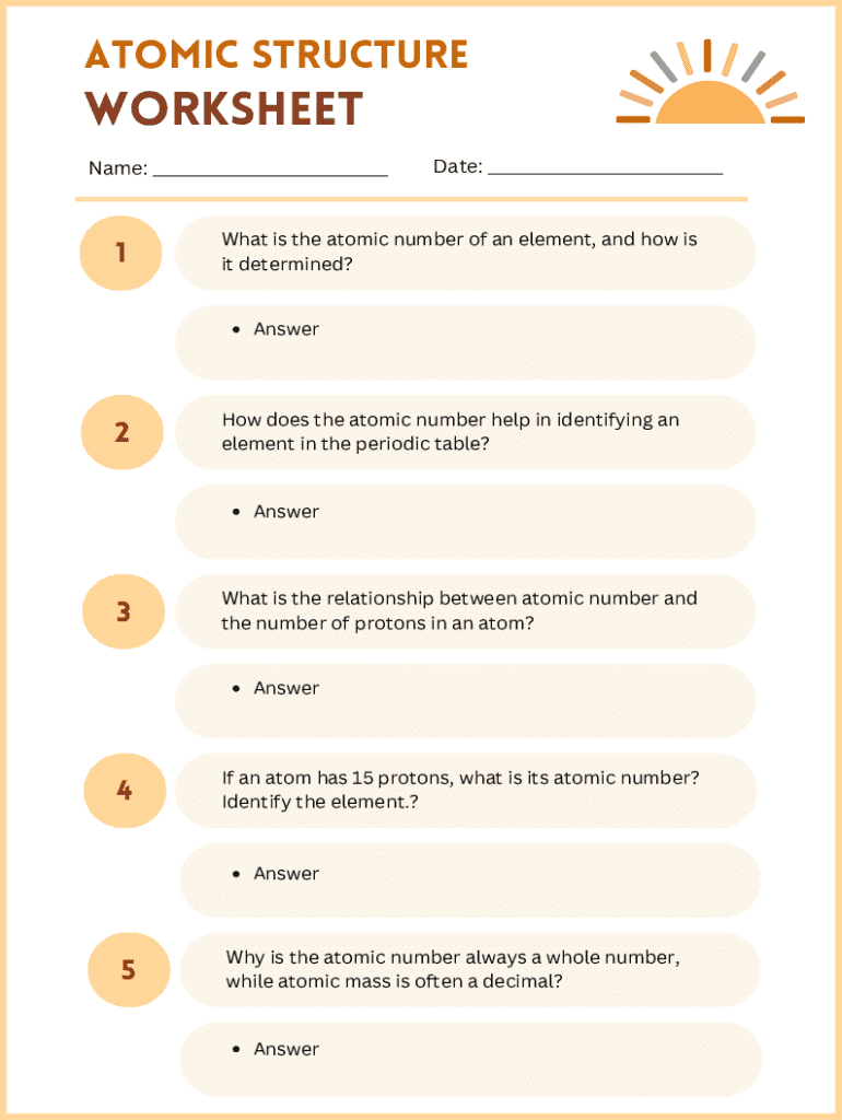 Fillable Online Atomic Structure Worksheet Fax Email Print - pdfFiller