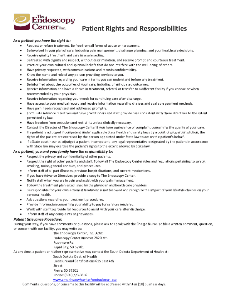 Fillable Online Patient Rights and Responsibilities Fax Email Print ...