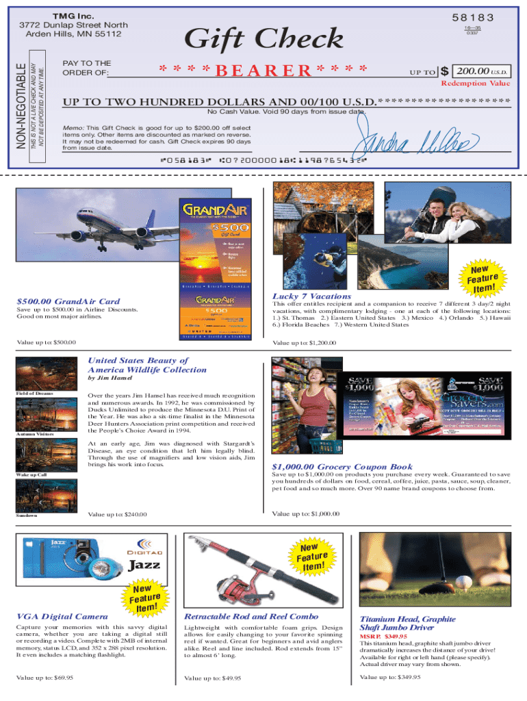 Fillable Online Gift Check Order Form for Tmg Inc. Fax Email Print - pdfFiller