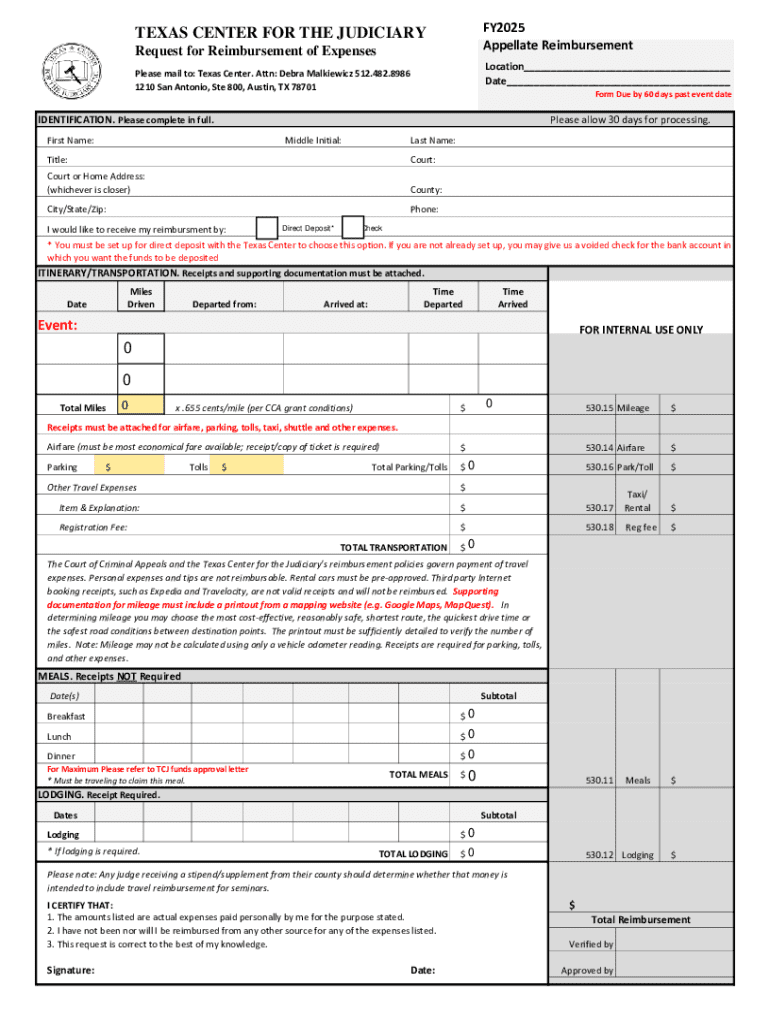 Fillable Online Request for Reimbursement of Expenses Fax Email Print - pdfFiller