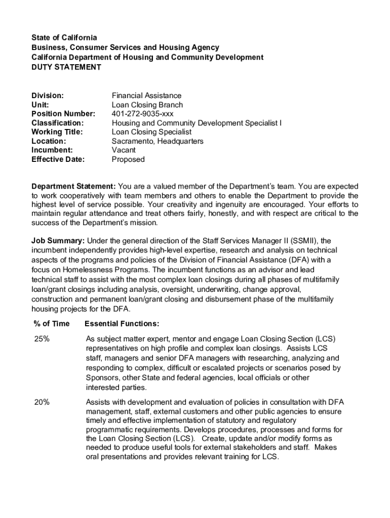 Fillable Online Duty Statement Fax Email Print - pdfFiller