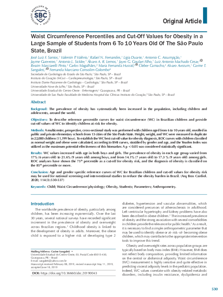 Fillable Online Waist Circumference Percentiles and Cut-off Values for ...