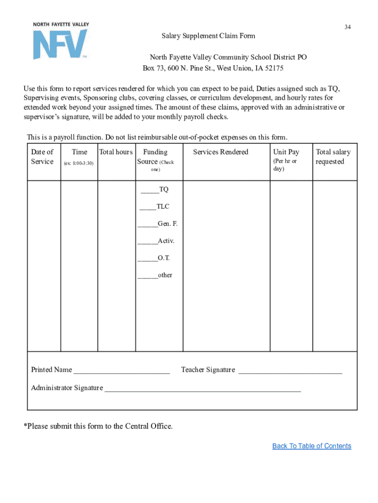 Fillable Online Salary Supplement Claim Form Fax Email Print - pdfFiller