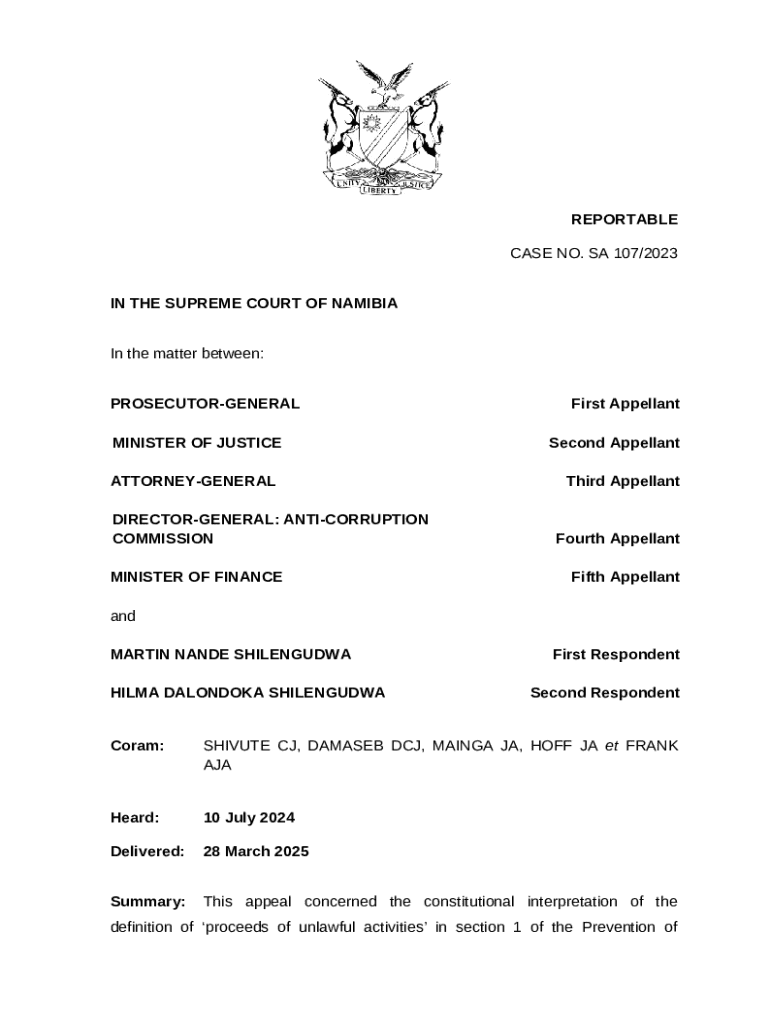 Fillable Online in the Supreme Court of Namibia Fax Email Print - pdfFiller