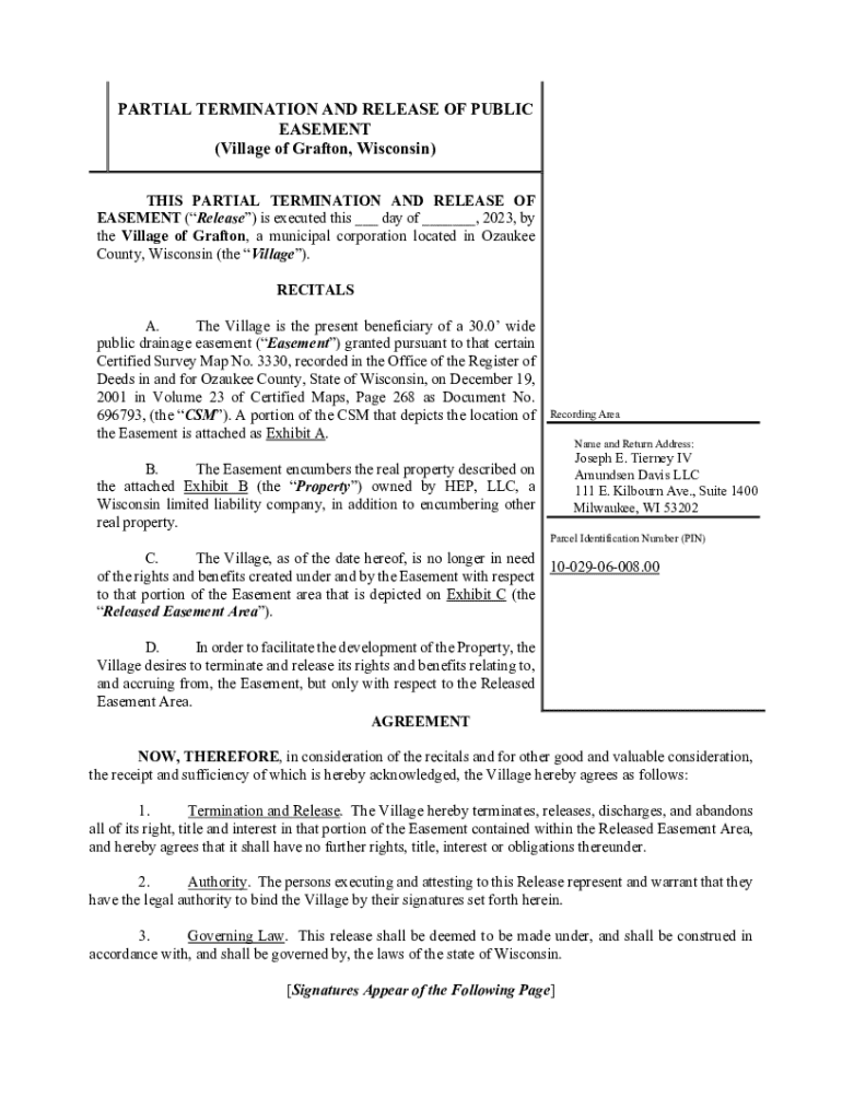 Fillable Online Partial Termination and Release of Public Easement Fax Email Print - pdfFiller