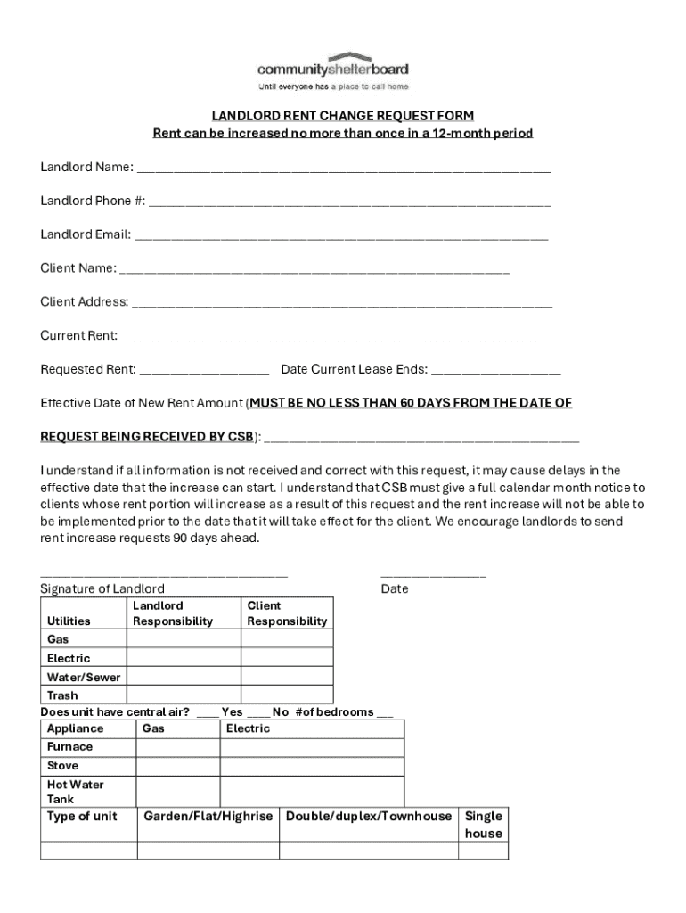 Fillable Online Landlord Rent Change Request Fax Email Print - pdfFiller