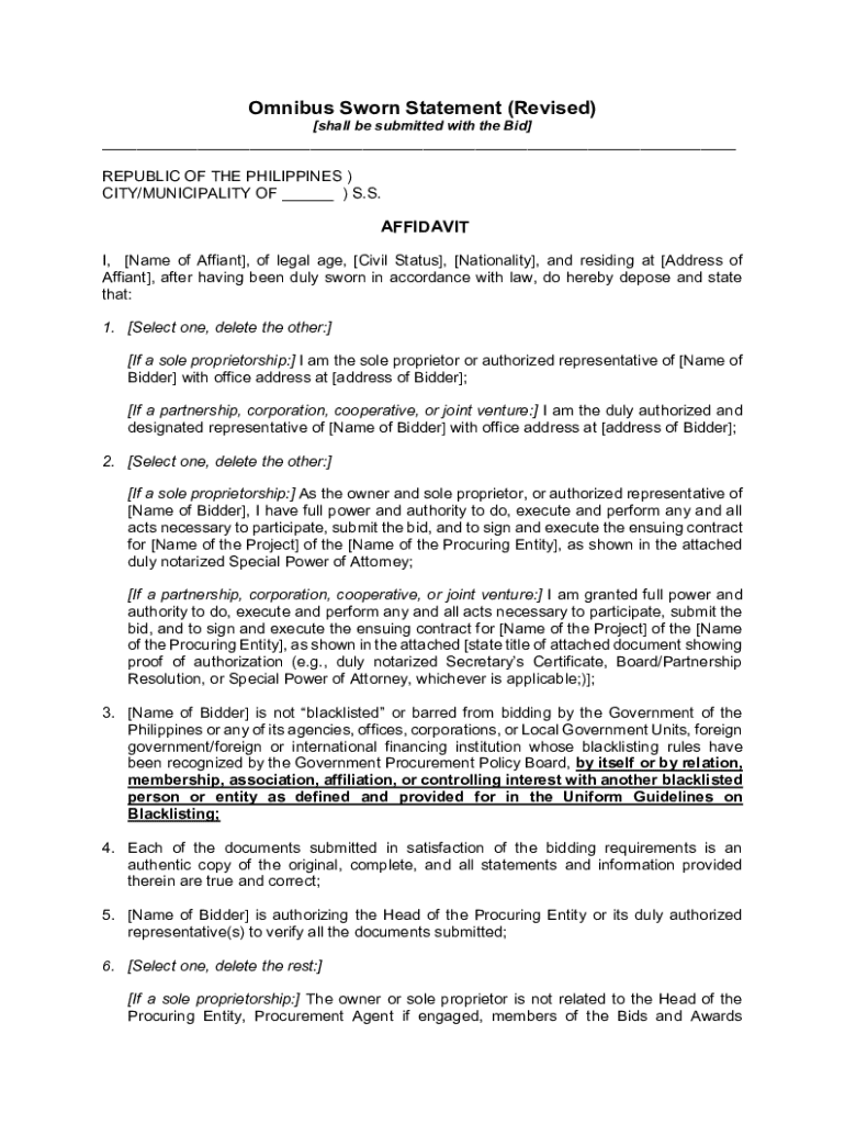 Fillable Online Omnibus Sworn Statement Fax Email Print - pdfFiller