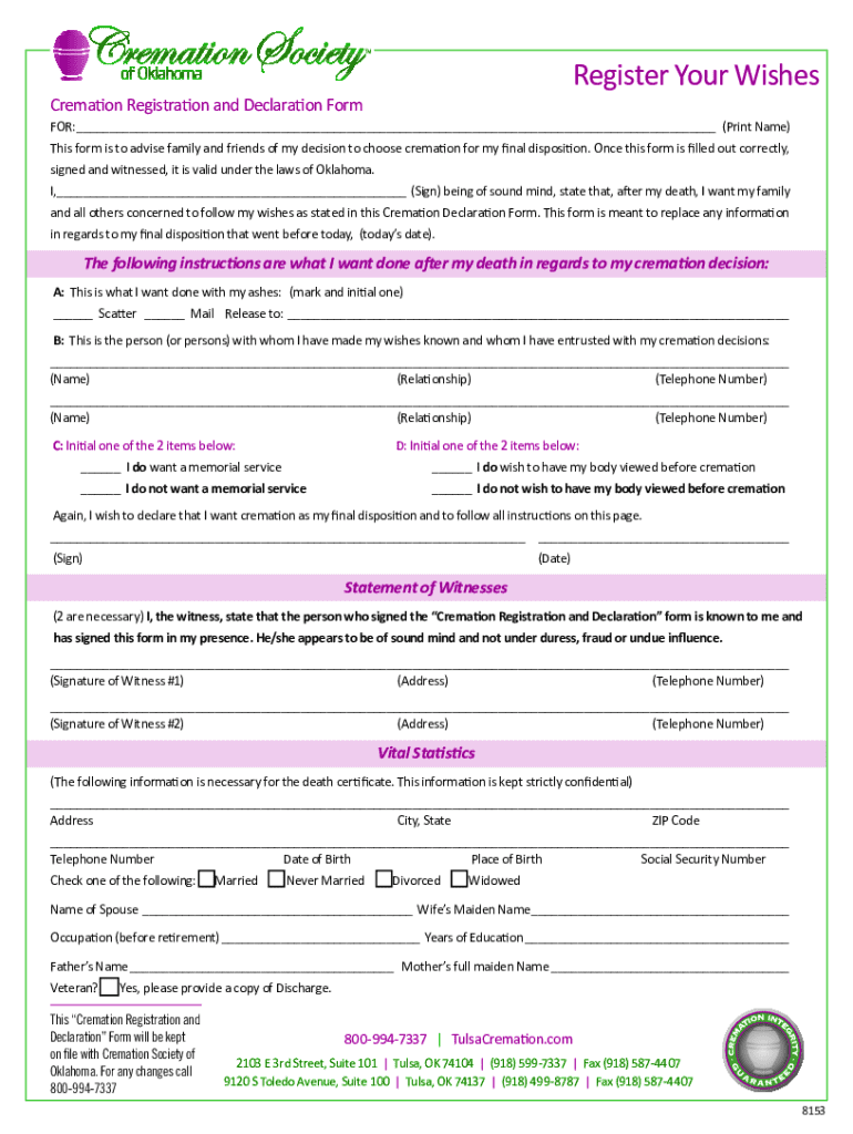 Fillable Online Register Your Wishes Fax Email Print - pdfFiller