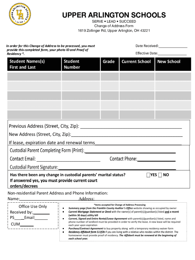 Fillable Online Change of Address Form Fax Email Print - pdfFiller