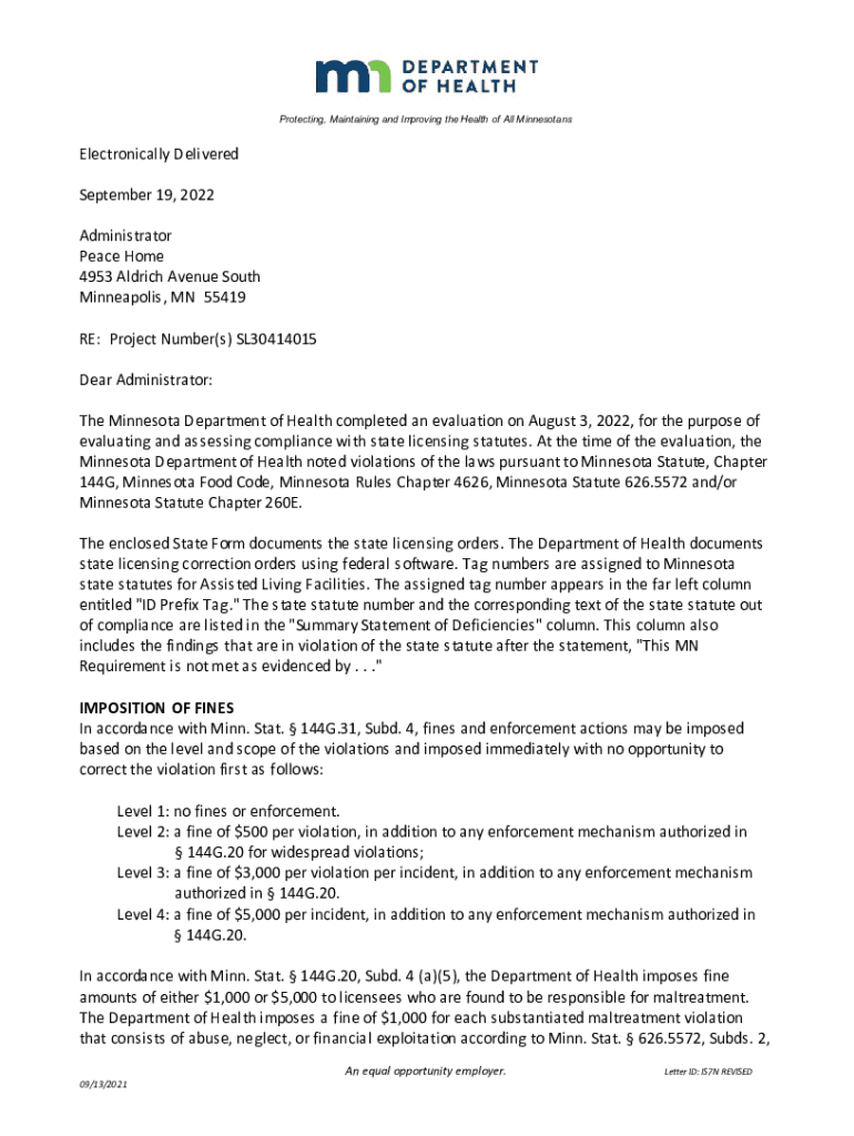 Fillable Online Minnesota Department of Health Evaluation Fax Email ...