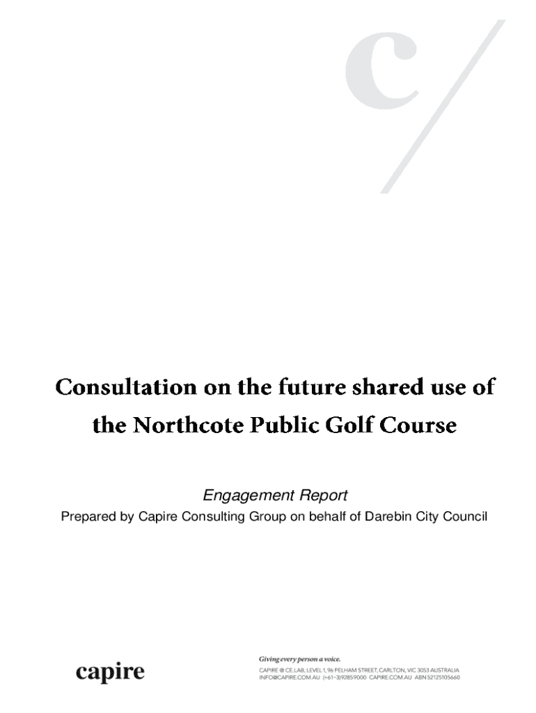 Fillable Online Engagement Report Prepared by Capire Consulting Group ...